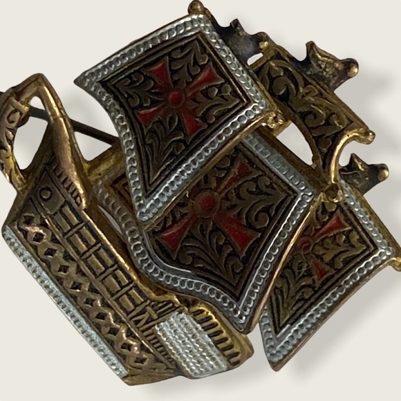 Vintage | Jewelry | Vintage Spanish Damascene Galleon Ship Brooch Made ...